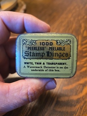 ANTIQUE PEERLESS STAMP HINGES Advertising Tin Vintage | eBay