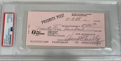 Vin Scully Signed autograph HOF CHECK Dodgers late great PSA ...