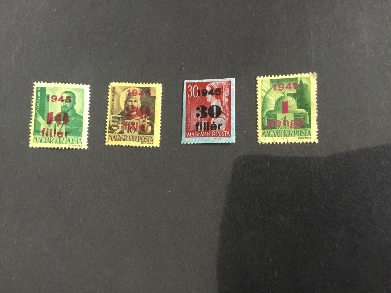 4 Hungarian Stamps - 1945 First Provisional Issue Circa June 1, 1945 ...