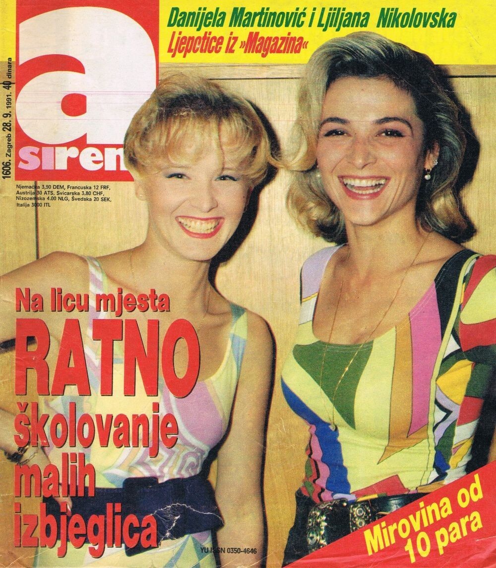 ARENA #1606 1991 YUGOSLAVIAN MAGAZINE cover D. MARTINOVIC & LJILJANA ...