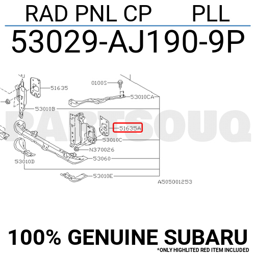 53029AJ1909P Genuine Subaru RAD PNL CP PLL 53029-AJ190-9P | eBay