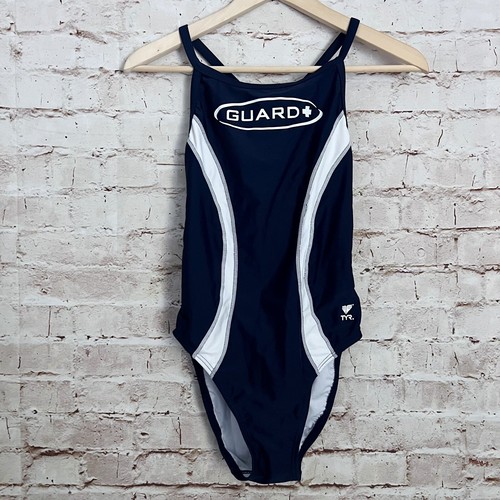 Tyr Womens Guard One Piece Athletic Swimsuit Size 36 Navy Blue White | eBay