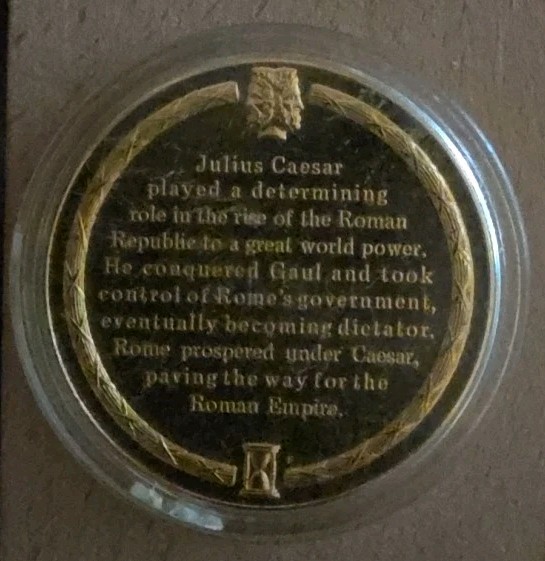 925 Silver Franklin Mint Art Round History Of Mankind Julius Caesar ...