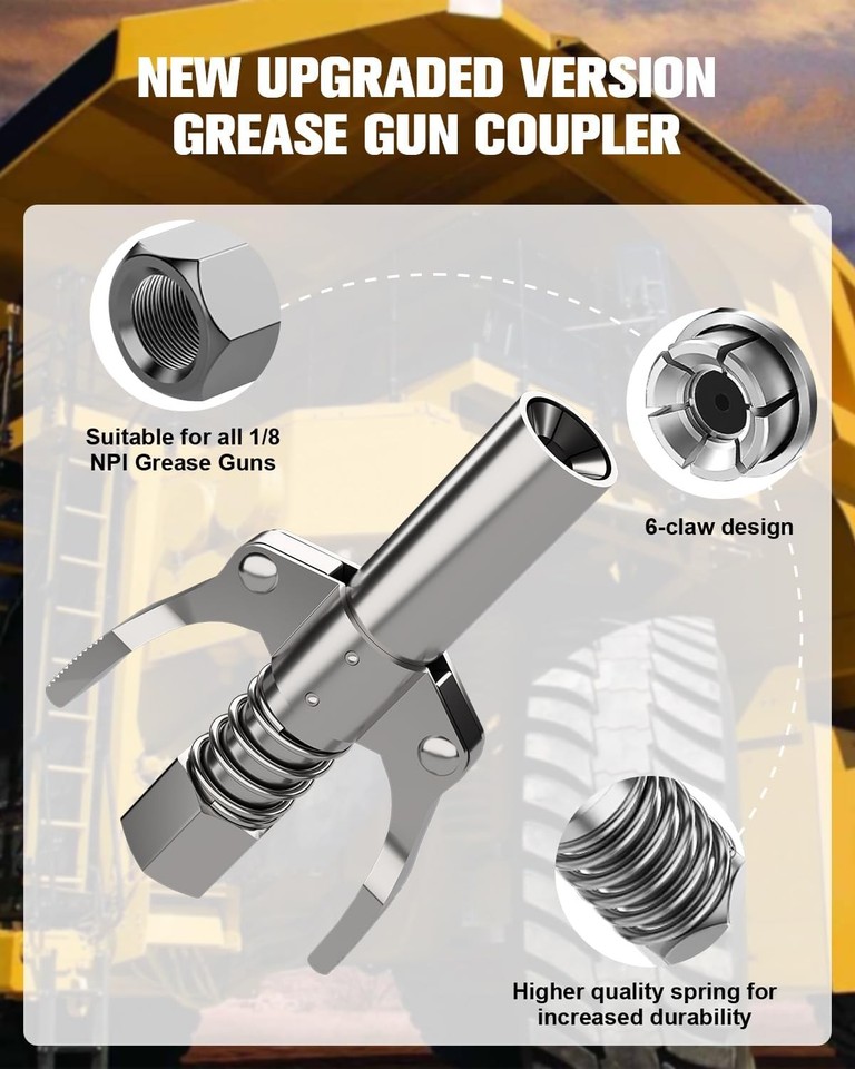Grease Gun Coupler Grease Gun Tips Grease Fittings Double Handles Quick ...