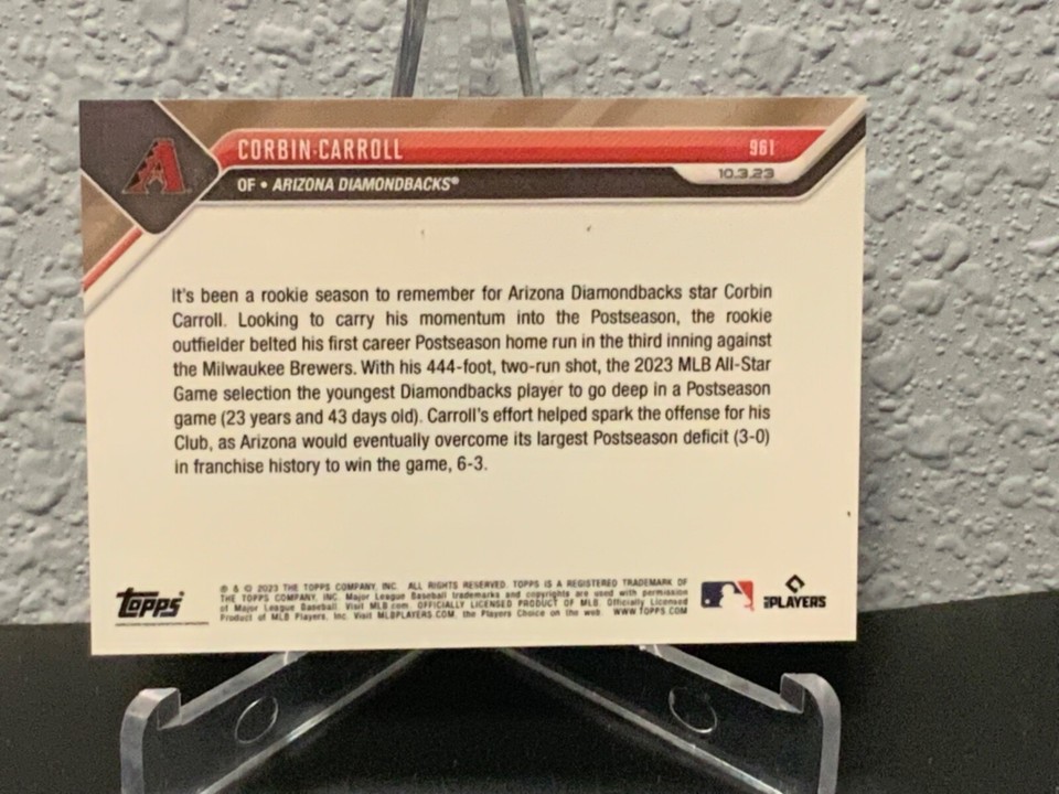 Corbin Carroll, Arizona Diamondbacks-2023 NL Wild Card Topps Now Rookie ...