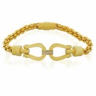 EDFORCE Stainless Steel Yellow Gold-Tone White Clear CZ Chain Bracelet ...