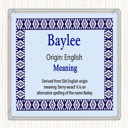 Baylee Name Meaning Drinks Mat Coaster Blue | eBay