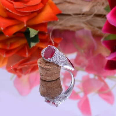 Natural Ruby Sterling Silver Fancy Ring ~ Gemstone Ring ~Promise Ring ...