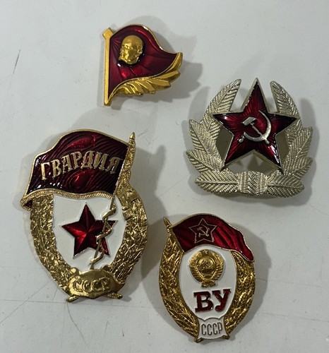 Lot Of 4 Vintage USSR Military Pins Badges (CCCP, Communist, Lenin) | eBay