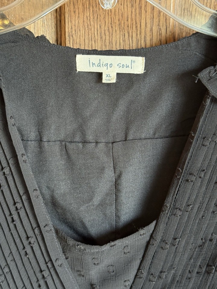 Indigo Soul Women's XL Black Tunic Lightweight Sheer Sleeves Fairy Goth ...