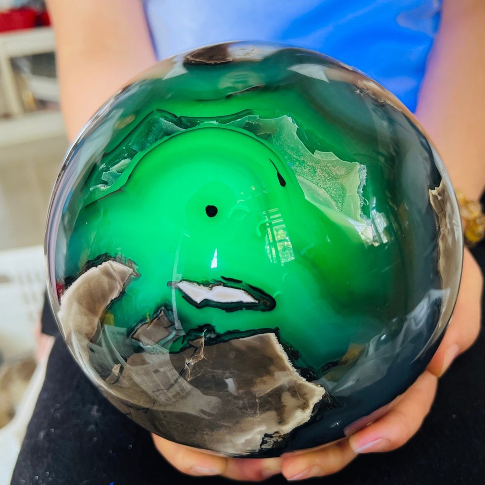 13.31LBNatural volcanic agate crystal cave ball polishing and ...