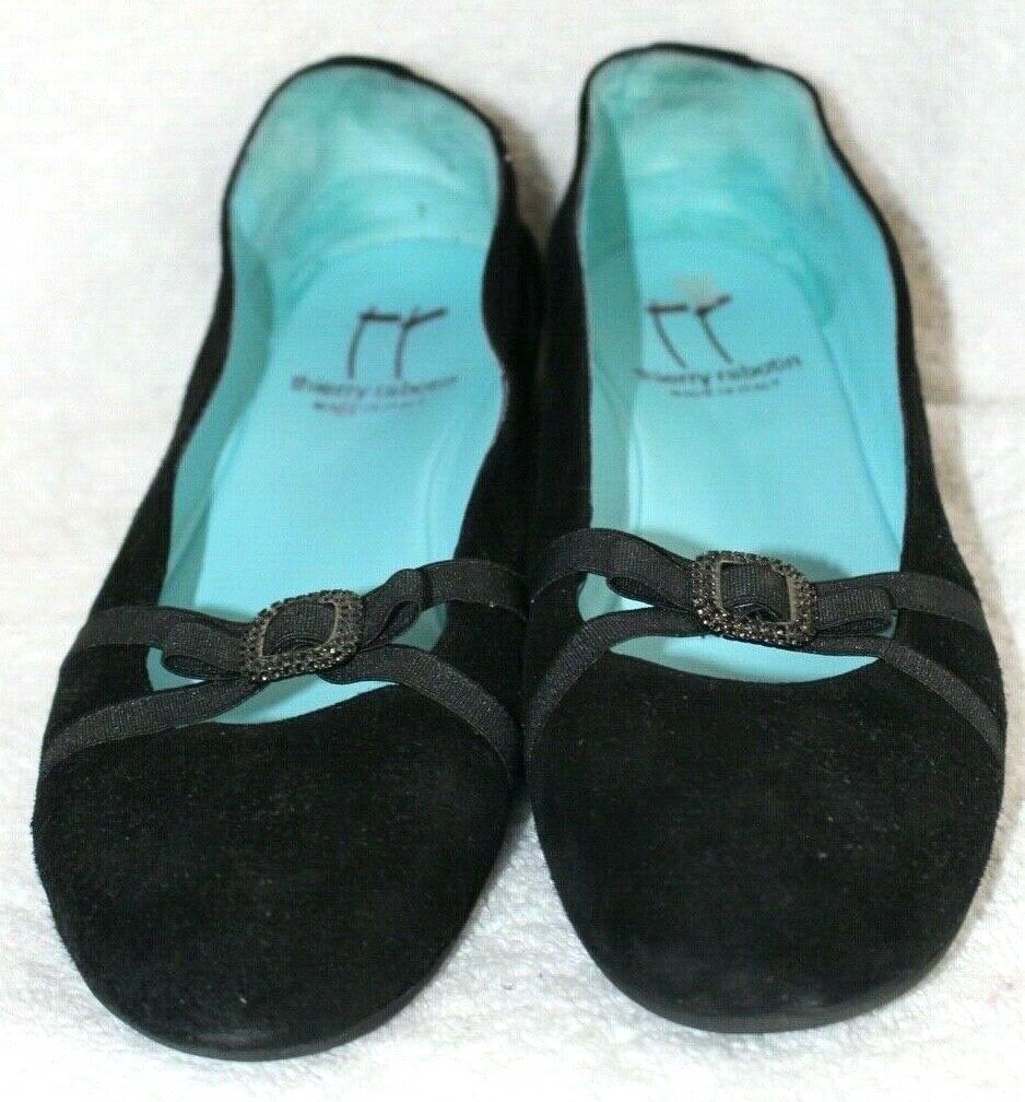 Thierry Rabotin Gina Black Suede Leather Buckle w/Elastic Strap SlipOn ...