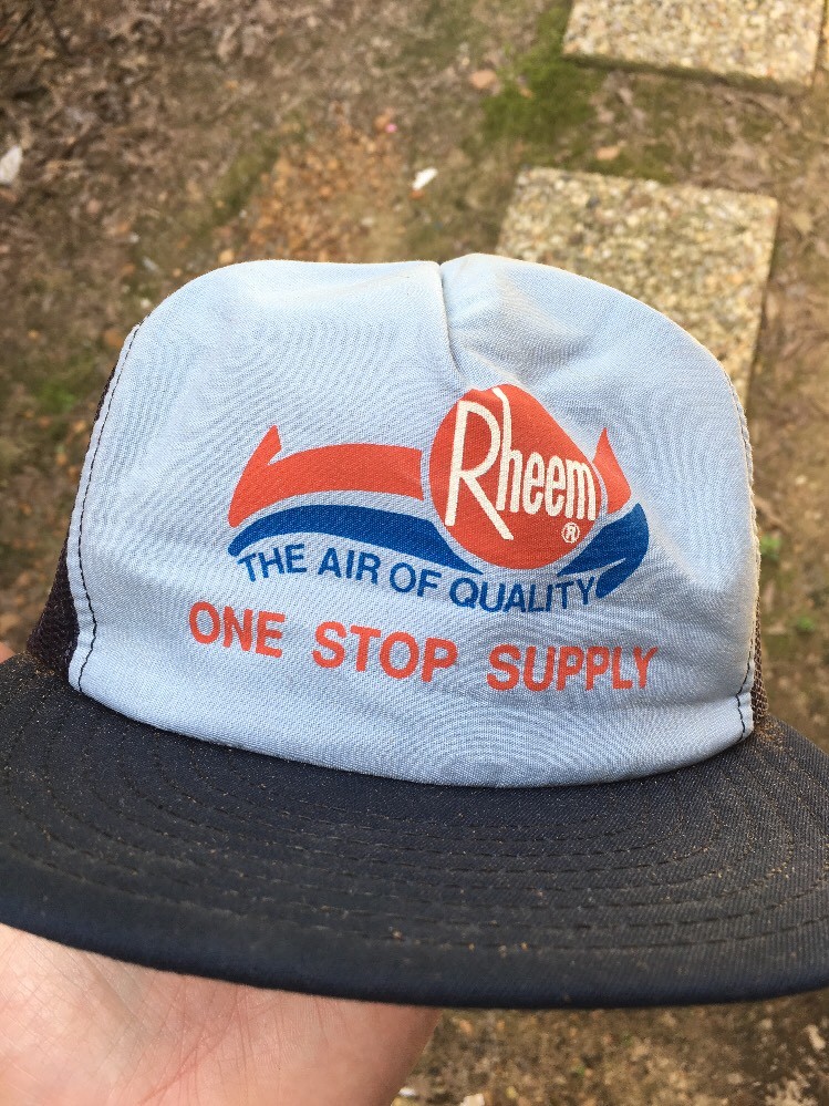 Rare VTG Rheem The Air Of Quality Air Condition Hat Cap Blue Strapback ...