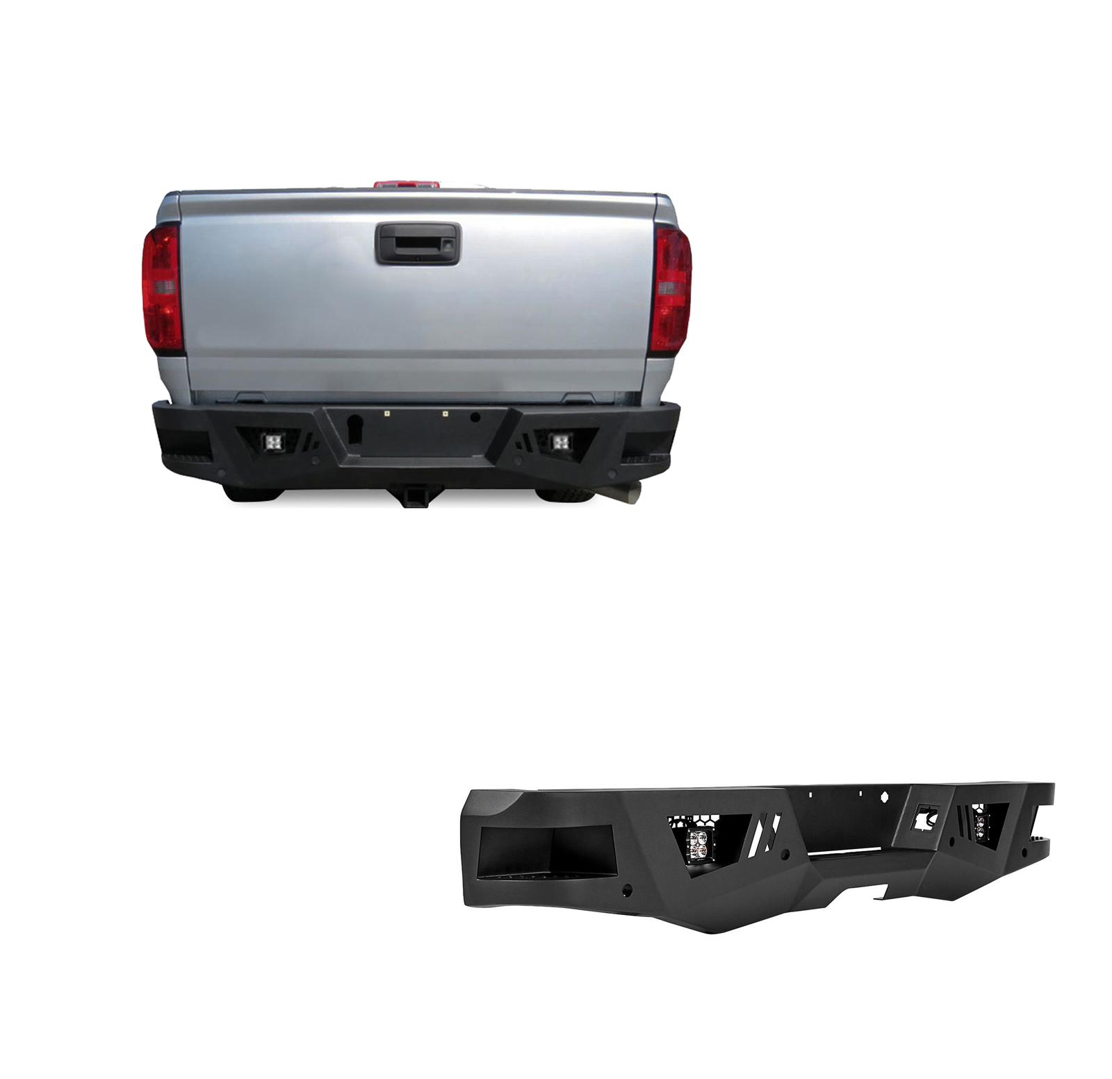 Black Horse ARMOUR HD Rear Bumper Black w/4"Lights Fits 2015-2022 Chevy ...