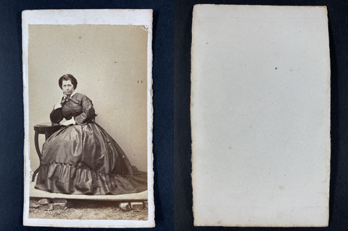 Woman posing, outdoor mounted studio! Vintage CDV Albumen Print Print