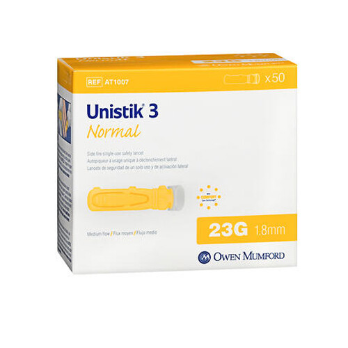 Unistik 3 Normal Safety Lancets 23G Boîte De 50 Par Owen Mumford | eBay