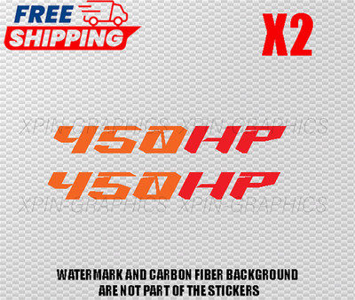 450 HP / HORSEPOWER VINYL DECAL STICKER 2 COLOR STICKERS ORANGE/RED | eBay