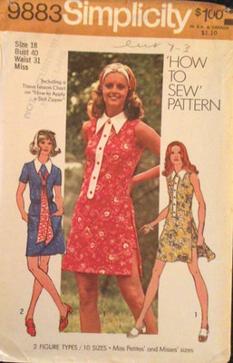 SIMPLICITY 9883 MISSES SZ 18 MINI DRESS & SHORT SHORTS SEWING PATTERN ...
