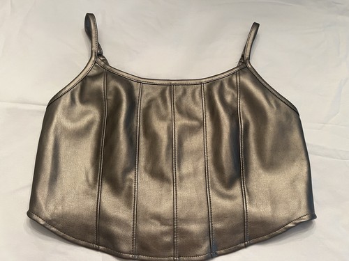 Women’s Kirious Bronze Faux Leather Crop Top Size Large | eBay