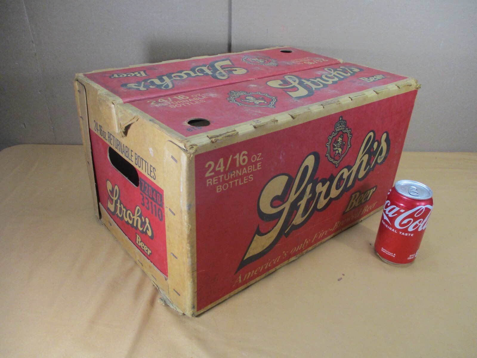 VINTAGE 1970's Stroh's Beer Hard Cardboard 24 Bottle Case Box (B) | eBay