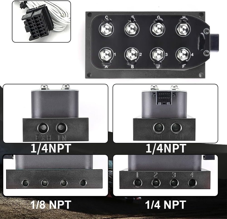 Air Ride Solenoid Valves + Switch Controller + 5 in 1 Display Air ...