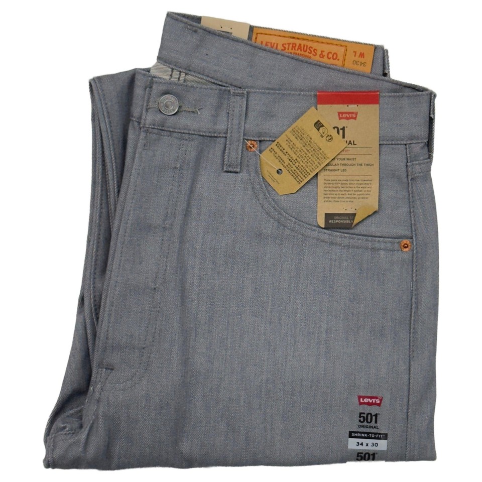 Levi's Men's 501 Original Shrink-to-Fit Non-Stretch Jeans (Silver Rigid ...
