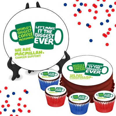 Macmillan Coffee Morning Mugs Edible Cake / Cupcake Toppers Charity ...