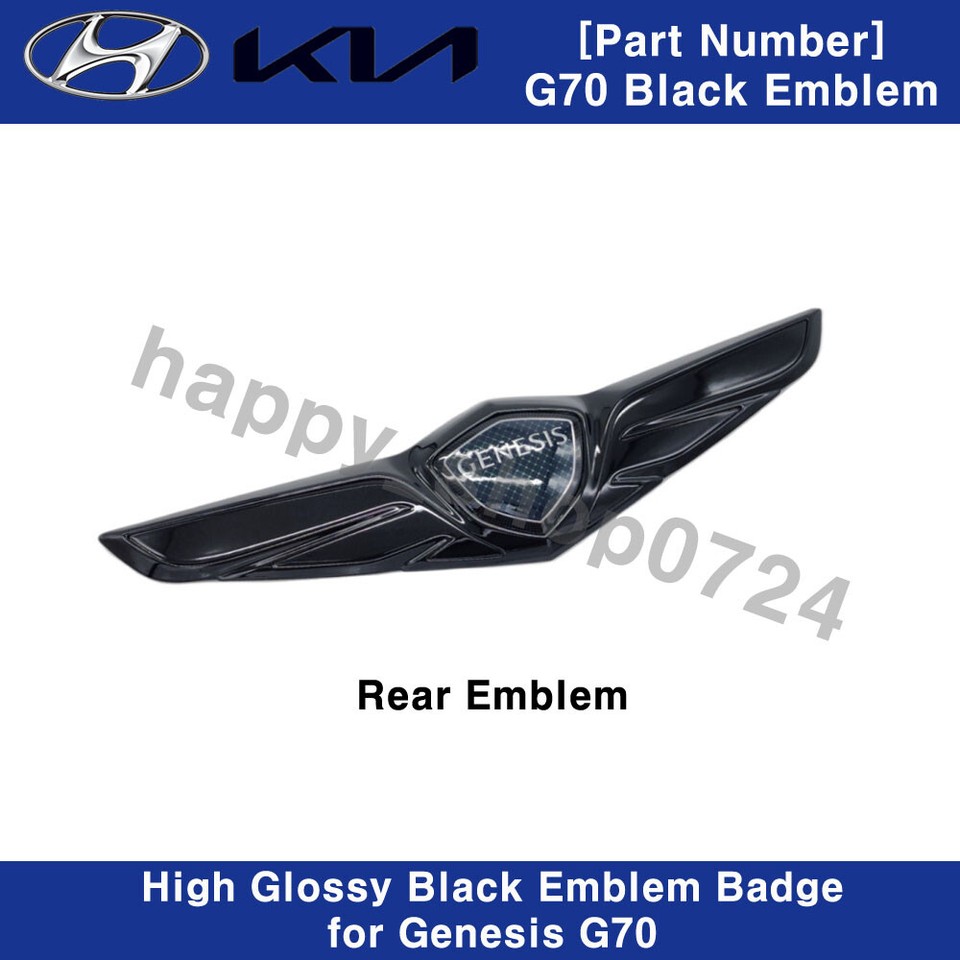 Hood Trunk Wing Logo Letter Glossy Black Emblem Badge for Genesis G70 ...