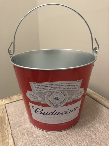 Budweiser Anheuser Busch Metal Bucket 7 1/2" With Handle / Bottle ...