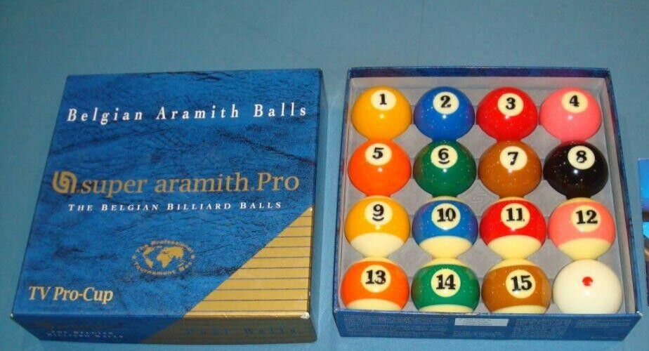 Super Aramith Pro Tv Billiard Pool Balls Set With Box Used Billiard ...