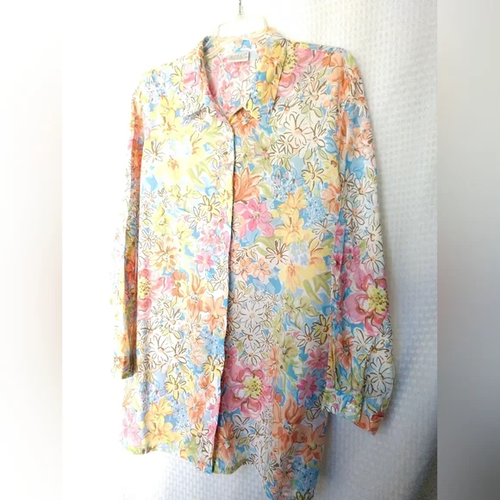 Koret Francisca Floral Shirt Multicolor Long Sleeve Size XL Chest 46 ...