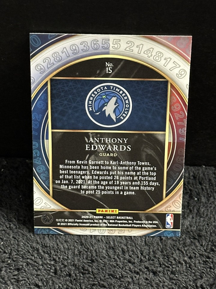 Anthony Edwards 2020-21 Panini Select Numbers Rookie #15 | eBay