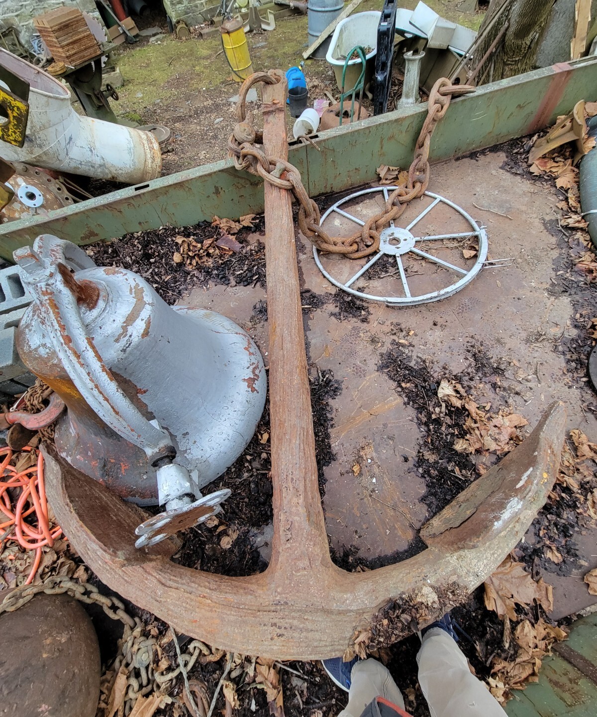 Large 9 Foot Tall Antique Ship Anchor with Chain | eBay