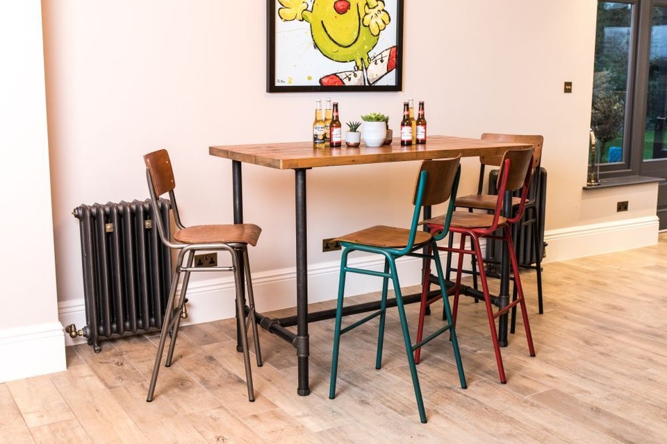 WOODEN BAR STOOL RED FRAME STOOL BREAKFAST BAR STOOL COUNTER STOOL ...