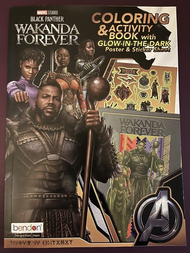 Marvel Black Panther WAKANDA FOREVER Coloring Activity Bk Glow In Dark ...