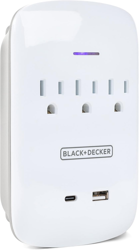 Surge Protector Wall Mount – 3 Grounded Outlets, 2 USB Ports (USB-A ...