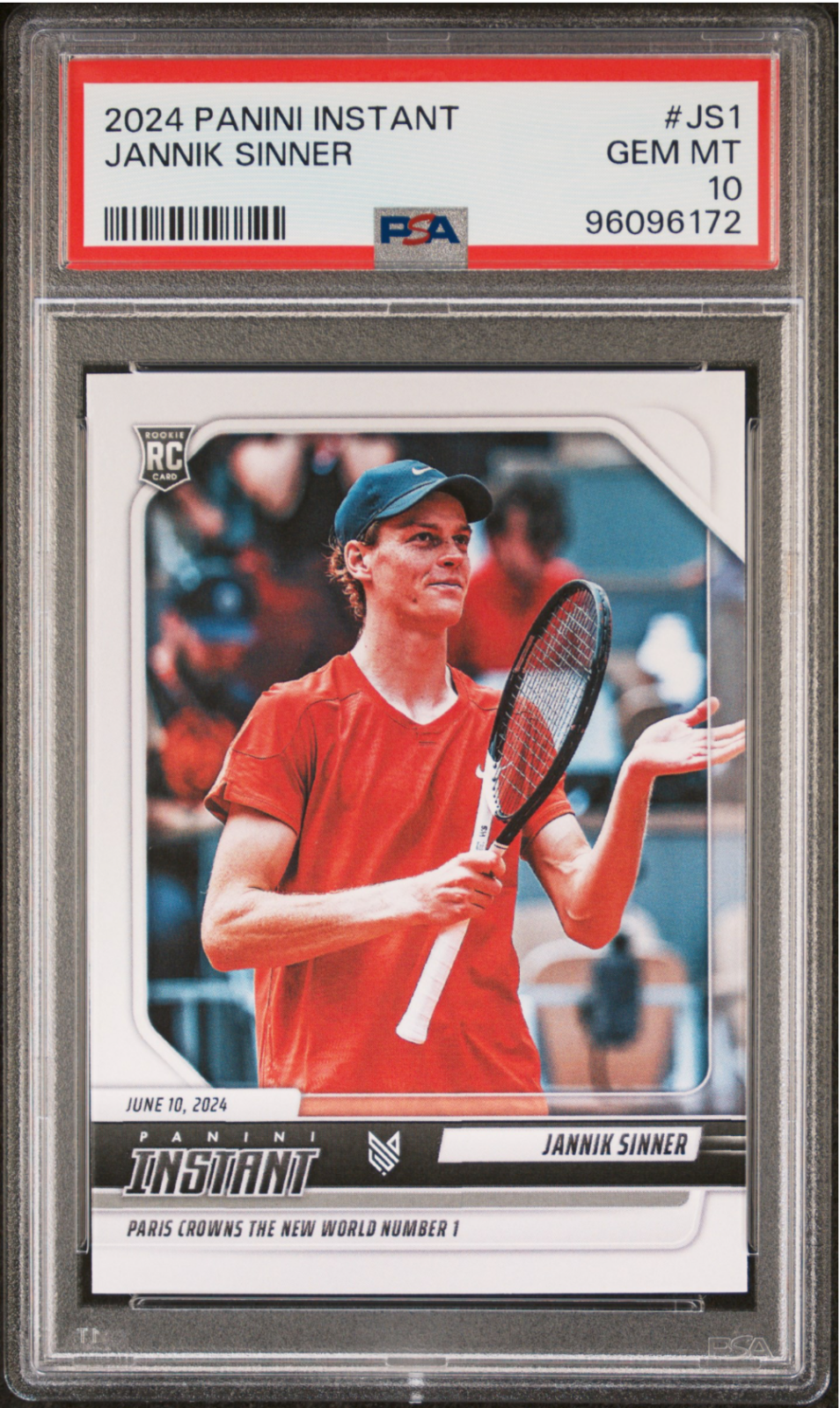 2024 Panini Instant Jannik Sinner #JS1 RC Paris Crowns World #1 PR ...