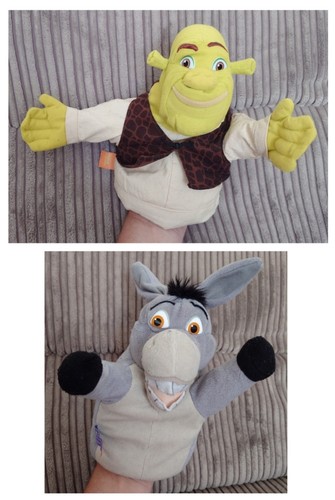 Rare HTF DreamWorks 2007 Shrek The Third Shrek & Donkey Plush Hand ...