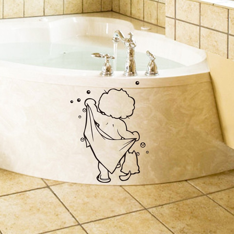 Bathing Baby Wall Decals Bathroom Removable Wall Stickers for Kids ...