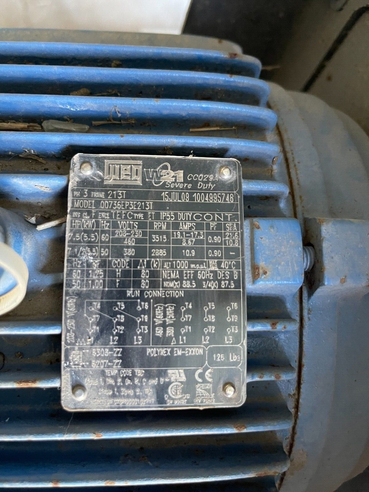 WEG W21 Severe Duty Motor With Fan | eBay