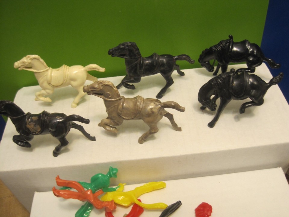 LIDO ARCHER VINTAGE FORT PLAYSET INDIAN COWBOY HORSE 45mm PLASTIC TOY ...