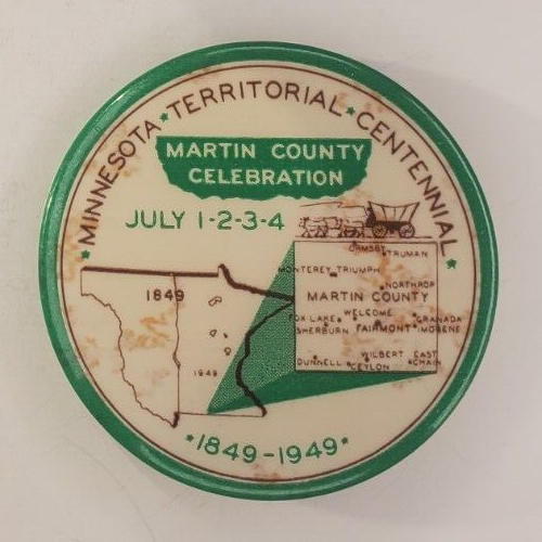 Vintage 1949 Minnesota Territorial Centennial Martin County Pinback ...