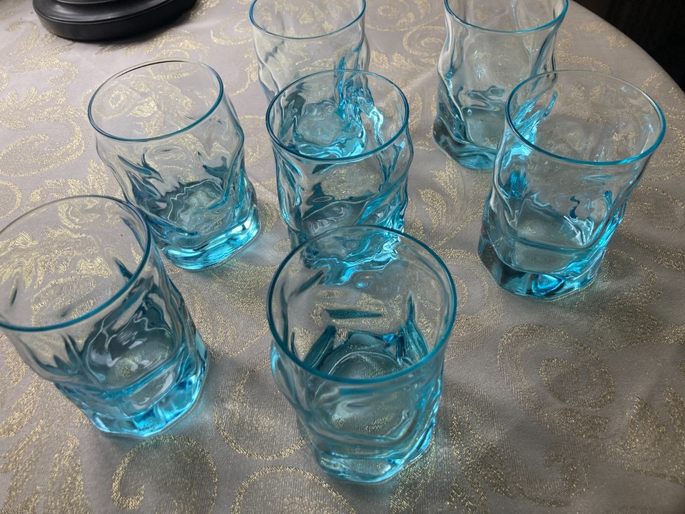 7 Bormioli Rocco Sorgente Blue Double Old Fashioned Set Drinking ...