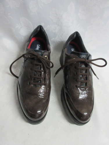 CallagHan Brown Ladies Patent Walking Lace Up Platform Shoes, Size 8 1/ ...