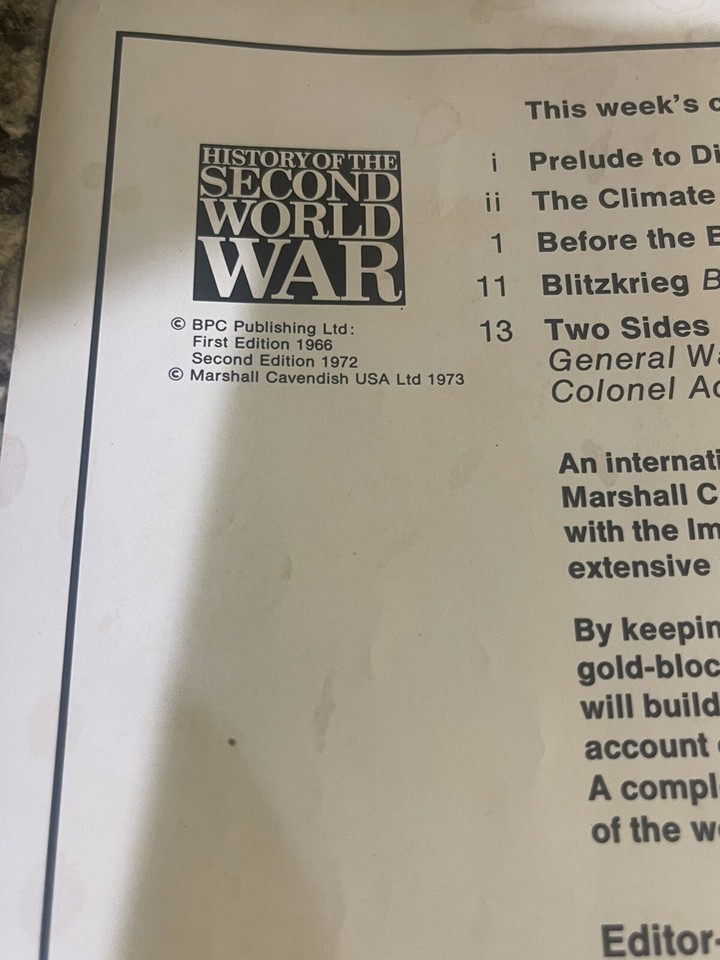 HIstory of the Second World War Part 1 Magazine Blitzkrieg Cavendish ...