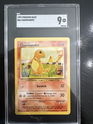 Pokémon TCG Charmander Base Set 46/102 Unlimited SGC 9! | eBay
