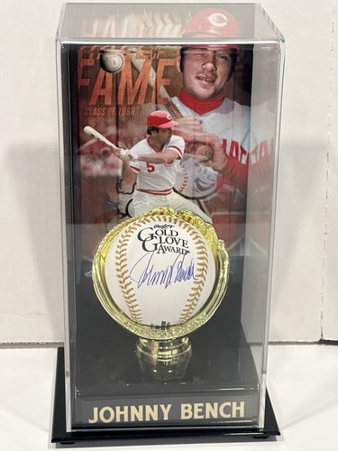 Fanatics Johnny Bench Signed Rawlings Gold Glove Baseball Tall Display ...