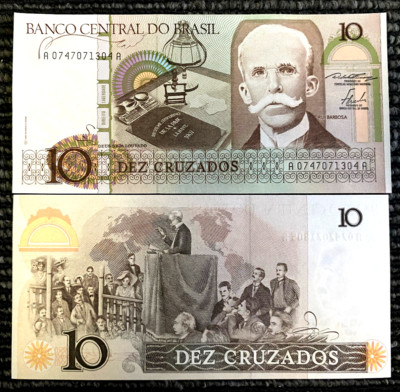 Brazil 10 Cruzeiros 1986–1987 Banknote World Paper Money UNC Currency ...