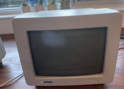 Vintage ATARI SM124 CRT Monochrome Monitor. Screen Burn In. For Parts ...