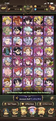 [GLOBAL] Seven Deadly Sins Grand Cross Account, 7DS, 1250+ GEMS, Random ...